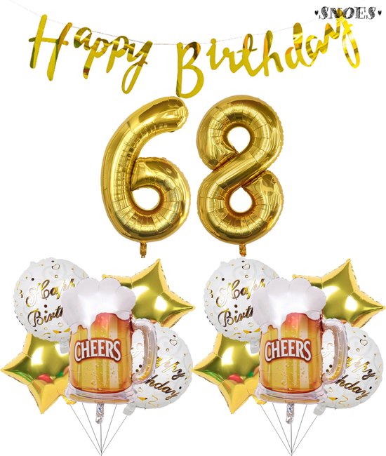 68 Jaar Verjaardag Cijfer ballon Mannen Bier - Feestpakket Snoes ...