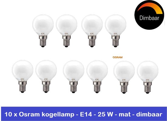 OSRAM - KOGELLAMP - 25 Watt - E14 FITTING - GLOEILAMP - MAT - DIMBAAR - KLEINE FITTING... | bol