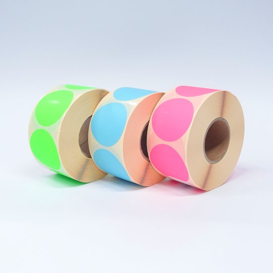 Blanco Stickers op rol 50mm - 3 kleuren - 1000 etiketten per rol - roze ...