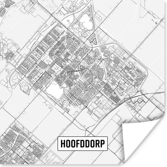 Poster Stadskaart Hoofddorp - 100x100 cm XXL - Plattegrond | bol