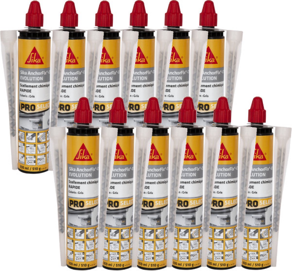 Set van 12 SIKA Anchorfix-1 Evolution snelkitten - Grijs - 300ml | bol.com