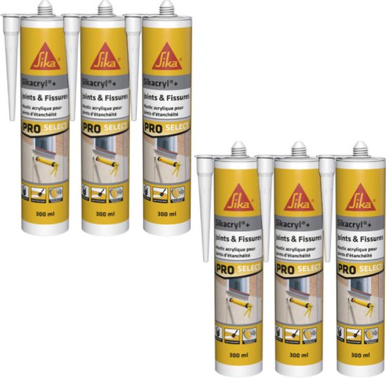 Set van 6 SIKA Sikacryl Plus acrylaatkitten - Eik - 300ml | bol