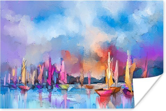 Poster Schilderij - Boten - Water - 90x60 cm | bol