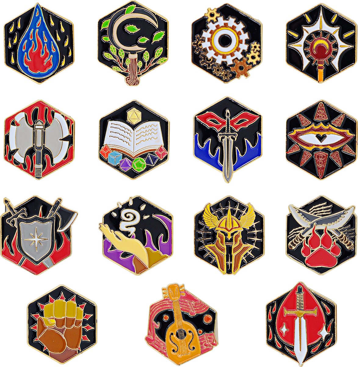 D&D Character Class + DM Pins set, 15 stuks, Tabletop RPG Badges ...
