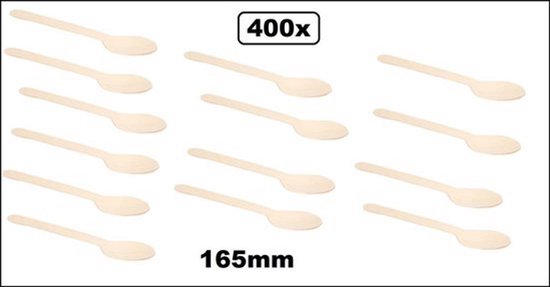 400x Bio houten lepel naturel 165mm next generation - Bestek soep lepel ...