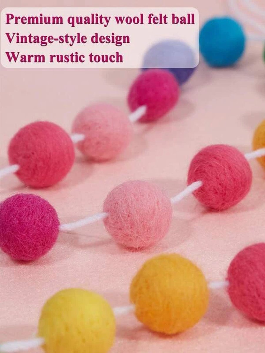 Slingers Pom Pom Guirlande – Slinger | Lila - Rose - Groen - Geel ...