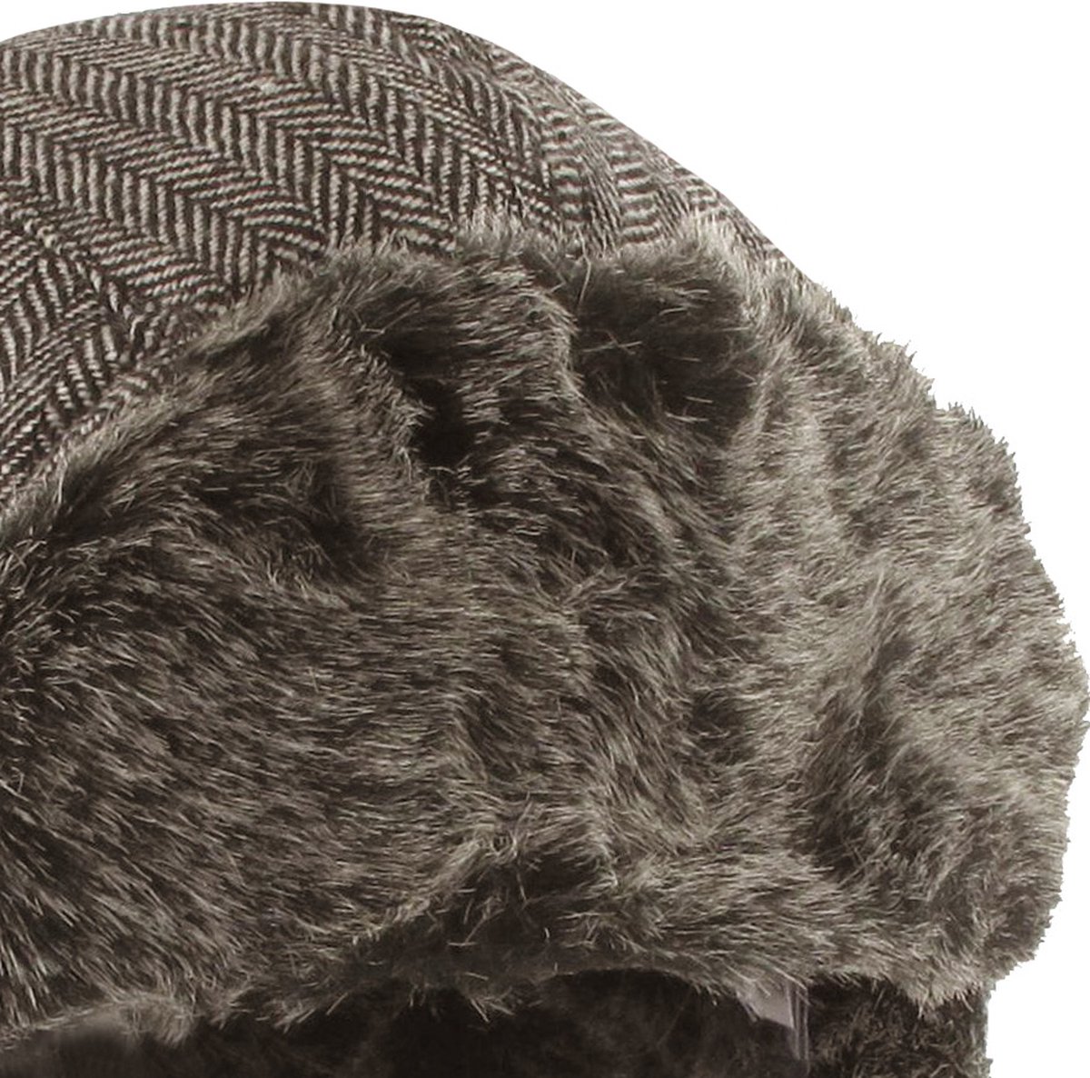 Russische muts Oesjanka visgraat motief muts met oorflappen kleur zwart ...