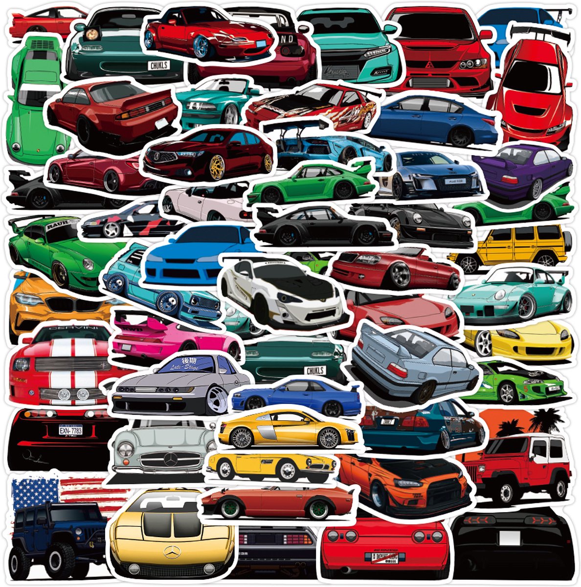 Auto Stickers - 50 stuks - Hoogwaardig vinylstickers - Waterbestendig ...