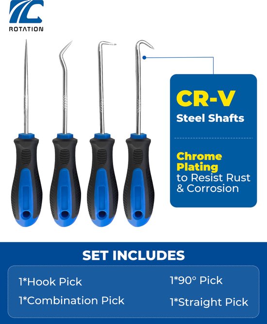 Rotation Tools - Hook and pick set (blue) - TC8002 - 4pcs | bol.com