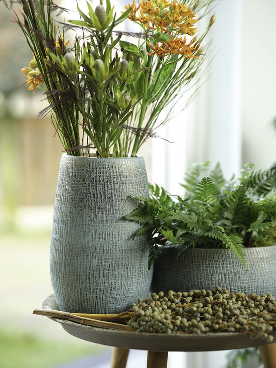 Bloempot Ryan hoog - d18 x h30cm - Shiny blue | bol