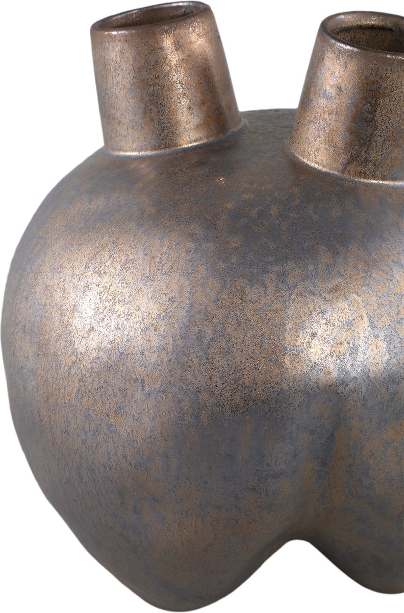 PTMD Susana Bronze ceramic pot two holes round L | bol.com