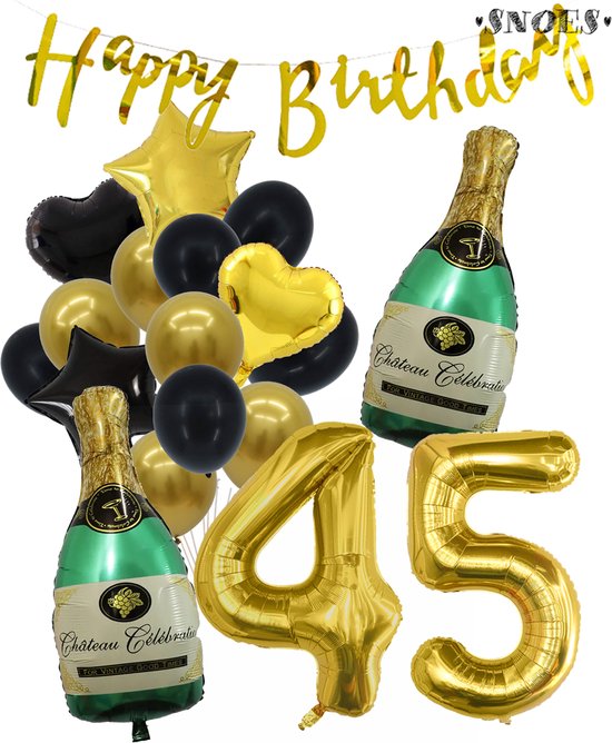45 Jaar Verjaardag Cijferballon 45 - Feestpakket Snoes Ballonnen Pop The Bottles -... | bol.com
