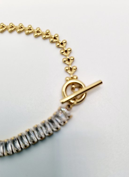Armband dames goud 14K verguld/geel goud 585/Armband met stenen van ...