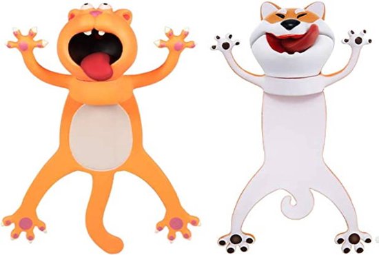 2 pièces - Signet Animaux 3D - Signet chien et chat de dessin animé ...