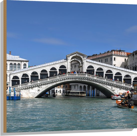 Hout - Blauwe Lucht boven Rialto Brug in Venetië, Italië - 80x80 cm - 9 ...