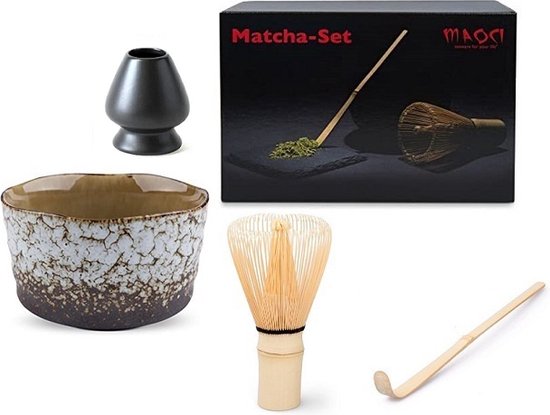 Matcha set inclusief handgemaakte matcha kom, matcha klopper, chasen ...