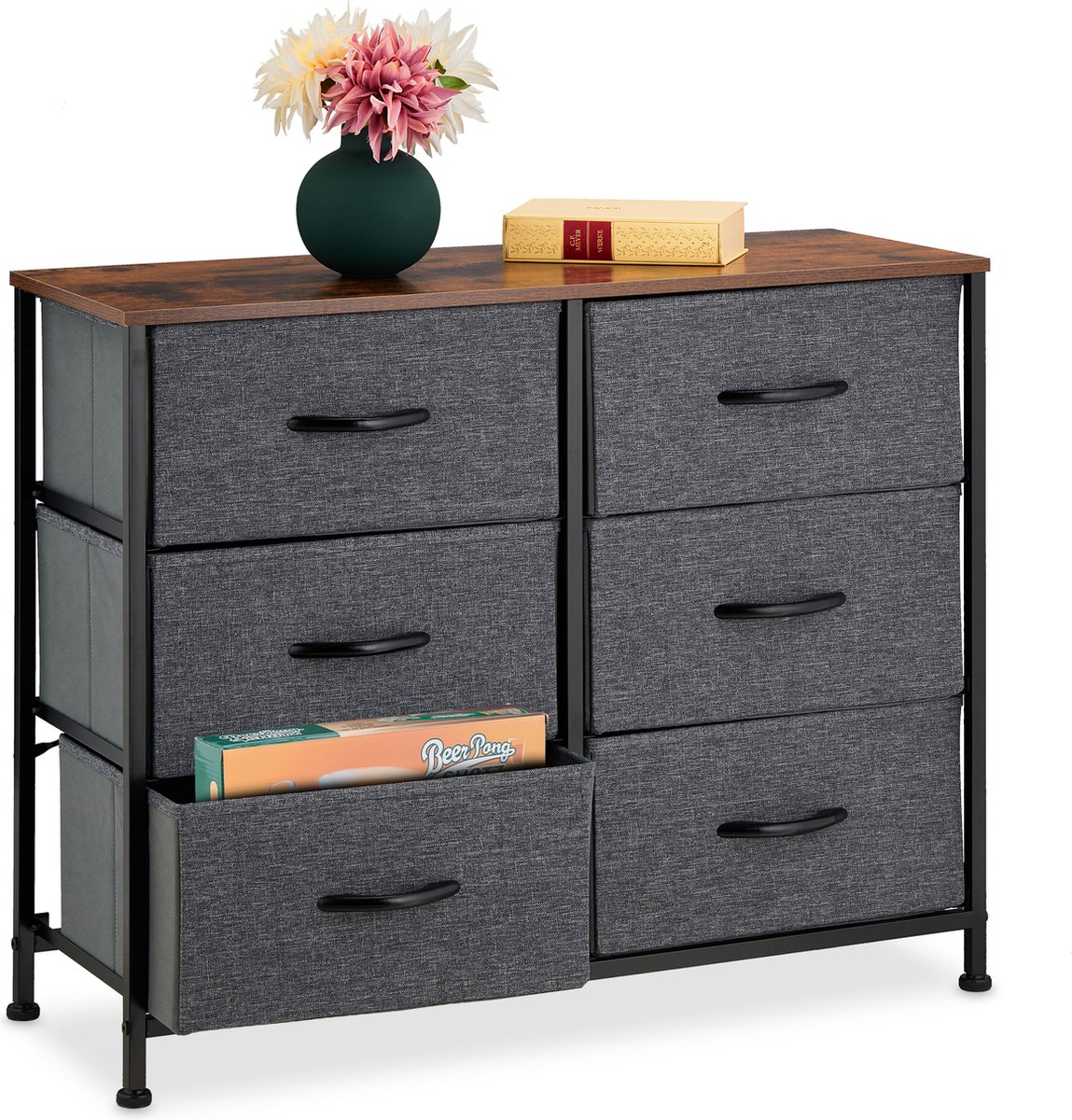 Relaxdays ladekast 6 lades - halfhoge bijzetkast - halkast - dressoir ...