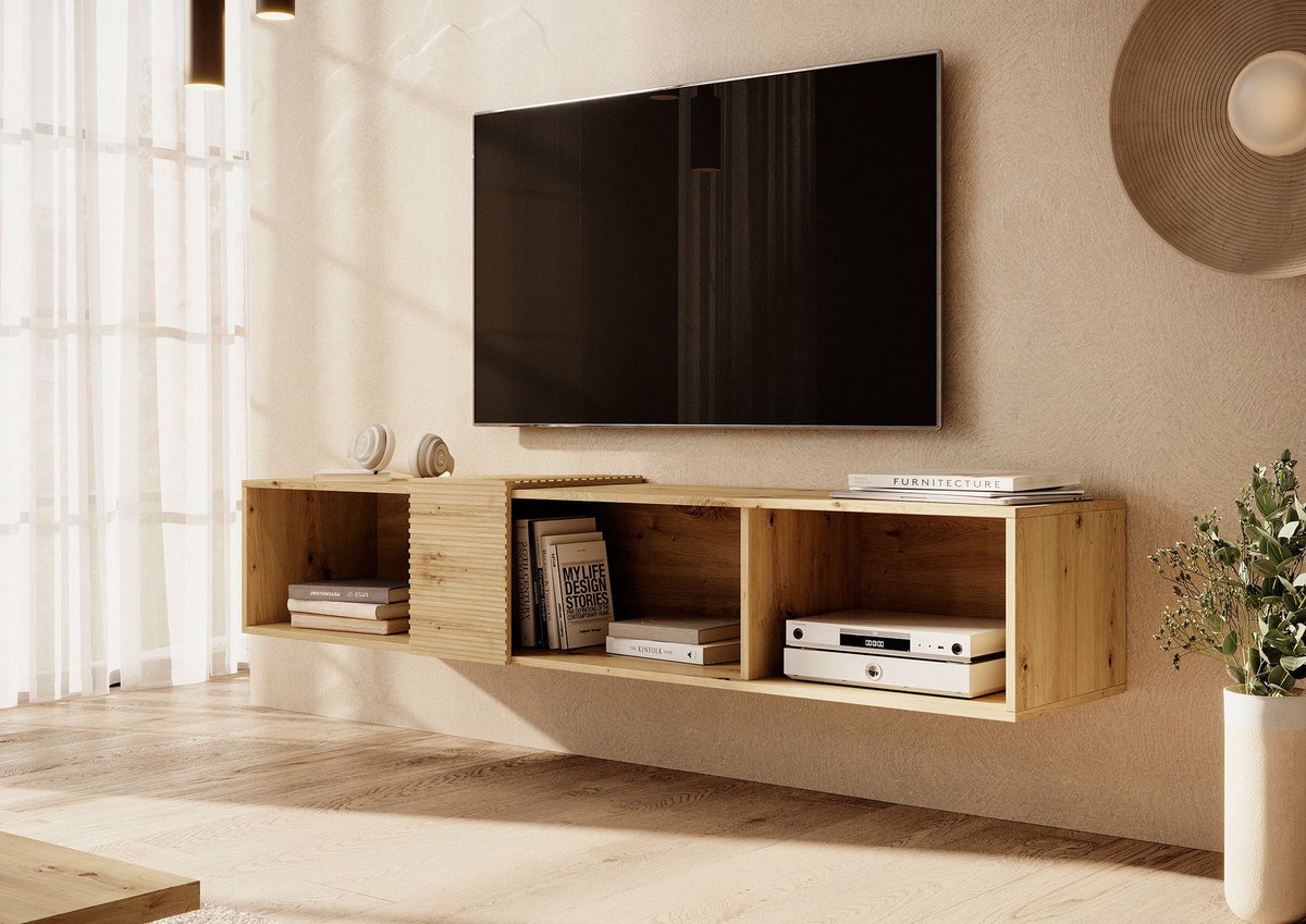 Meubella - TV-Meubel Saint - Eiken - 160 cm | bol.com