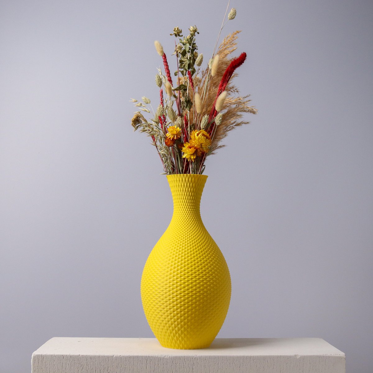Vase Géométrique DOT, Jaune, 40 cm de Haut, Vase en Plastique Végétal ...