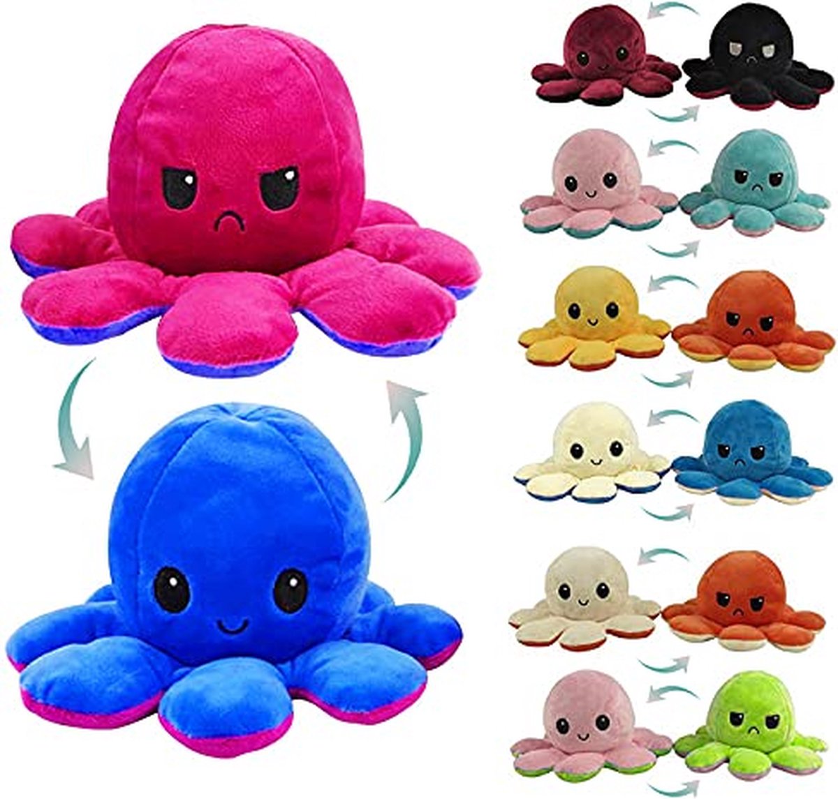 Knuffelz - Octopus Knuffel Mood - Rood/Zwart - Premium Kwaliteit ...