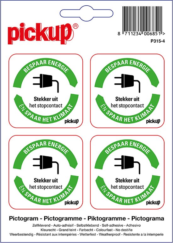 Pickup sticker Bespaar Energie spaar het klimaat: Stekker uit het ...