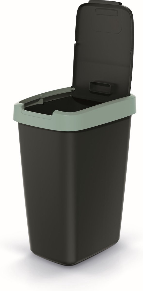 Prosperplast - Prullenbak / Afvalbak 12L - Zwart met groen frame | bol.com