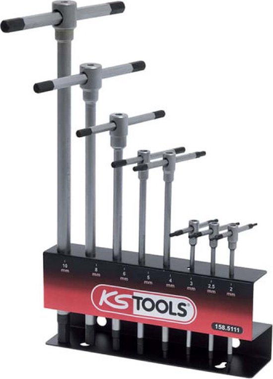 KS TOOLS Sleutelset - T-Hendels - Op metalen display - 8 stuks - 158.5111 | bol