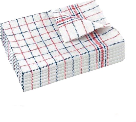 Theedoek - Wit - Klassieke ruitjes-design - Per 4 stuks - 100% katoen ...