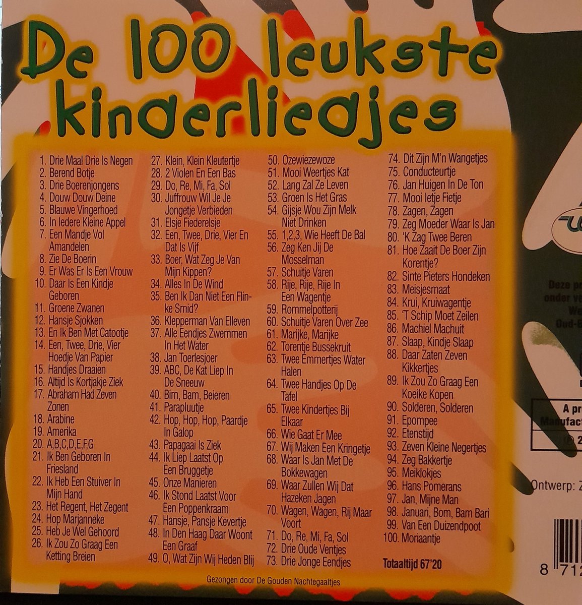De 100 Leukste Kinderliedjes - Cd Album, De Gouden Nachtgaaltjes ...