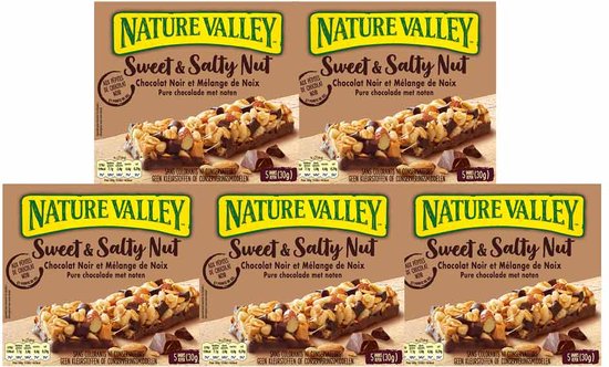 5x Nature Valley Sweet & Salty Nut Pure Chocolade 5 stuks | bol