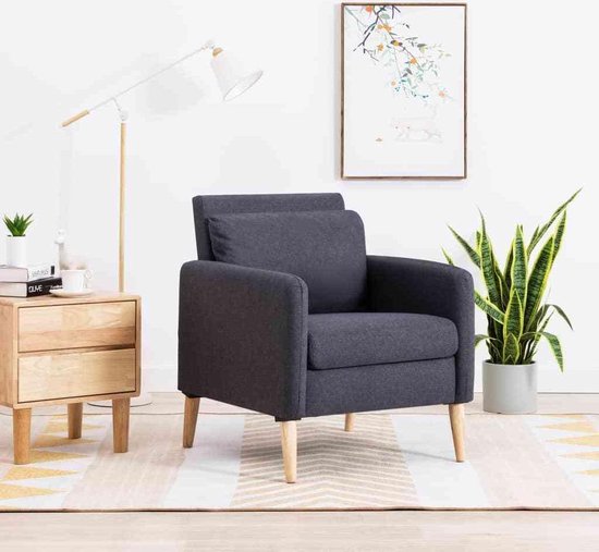Fauteuil Stof Donkergrijs / Loungestoel / Lounge stoel / Relax stoel ...
