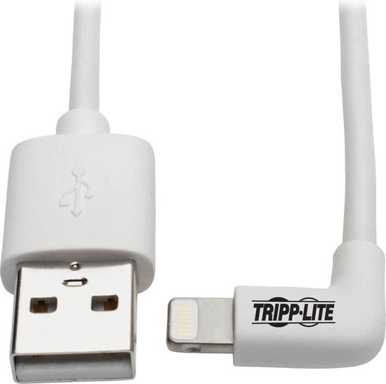 Tripp-Lite M100-006-LRA-WH Right-Angle Lightning Cable, USB Type-A to ...