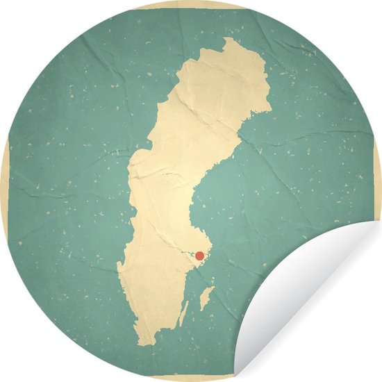 Illustration de la Suède sur un vieux papier avec des plis Sticker ...