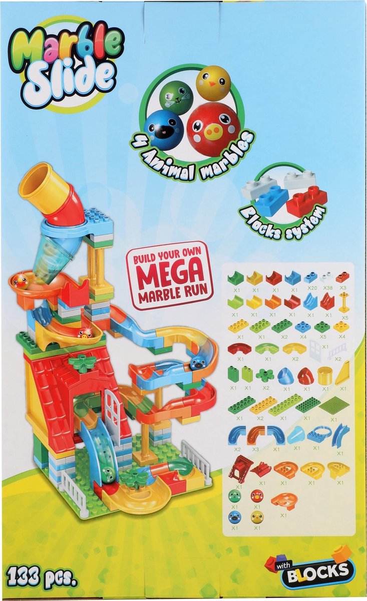 Toi-Toys Blocks Bouwblokken Knikkerbaan 133-delig | knikkeren ...