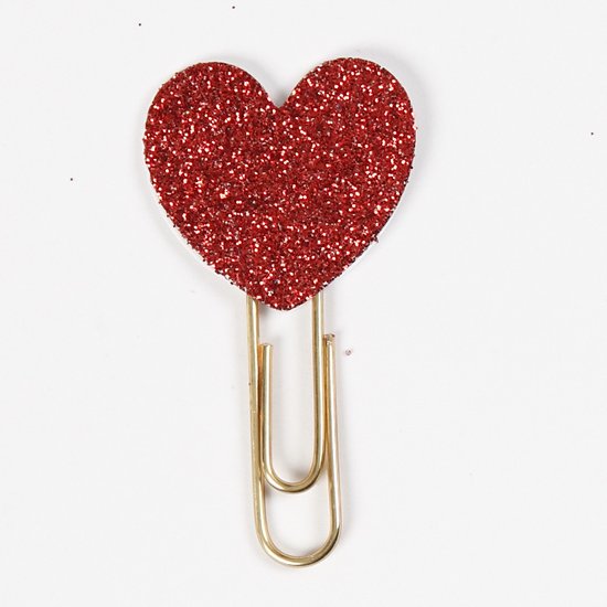 Paperclips, hart, d 30 mm, rood glitter, 6 stuk/ 1 doos | bol.com