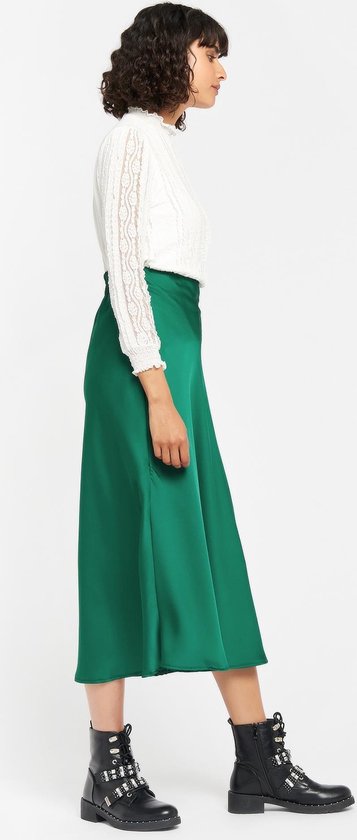 LOLALIZA Maxi satijn rok - Groen - Maat S | bol.com
