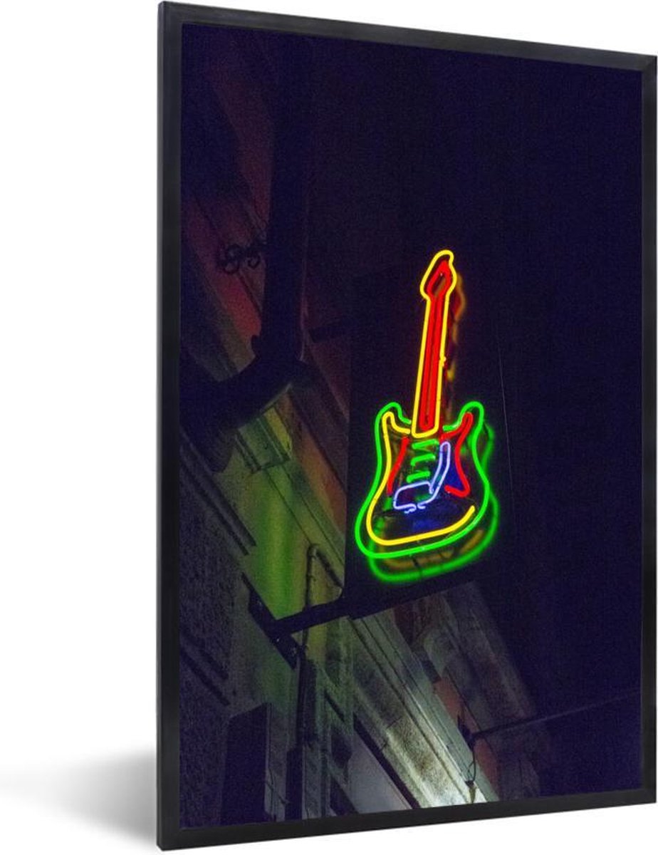 Foto in lijst - Neon gitaar fotolijst zwart zonder passe partout 60x90 ...