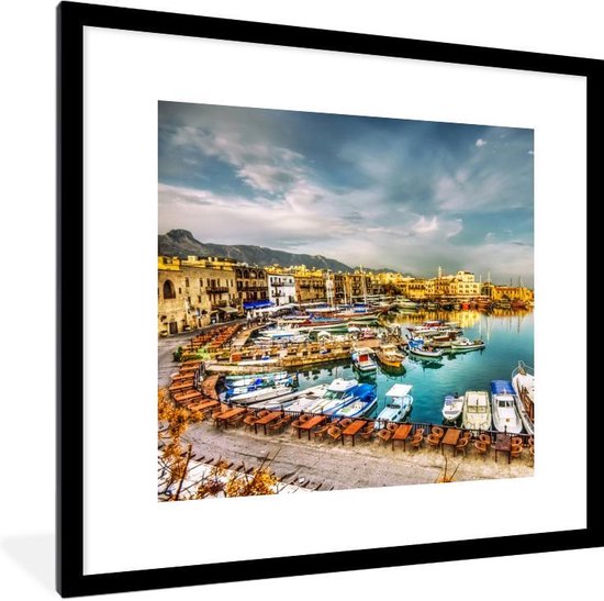 Fotolijst incl. Poster - Cyprus - Boten - Wolken - 40x40 cm ...