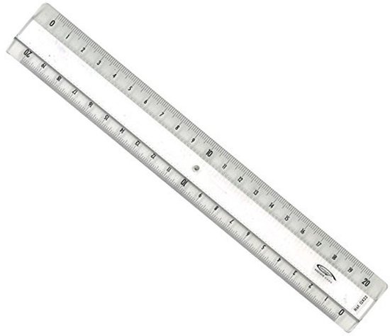 Transparante Liniaal met Schuine Randen en Reliëf - 20 cm | bol