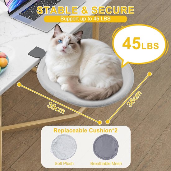 Rotatable Cat Bed Over Desk with Adjustable Height and Pillows | bol