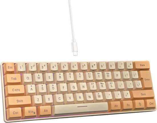 Compact 60% Gaming Toetsenbord Draadloos met RGB Verlichting QWERTZ ...