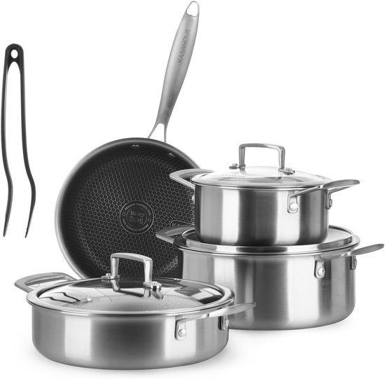 Luxe Tri-ply Pannenset RVS - 8 Delige Set Pannen en Potten voor ...