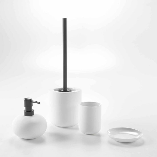 Witte zeepdispenser van zandsteen - 11,2 x 12,8 cm voor ...