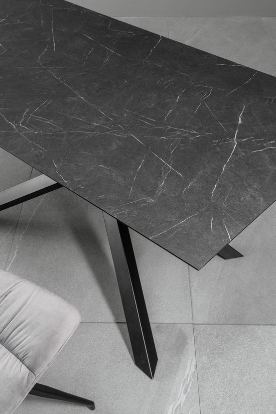 Xavier - Uitschuifbare tafel (170/270 x 90 cm) in HPL op Zwart MDF | bol