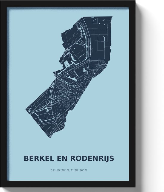Poster Berkel en Rodenrijs A2 - 42 x 59,4 cm - Blauw (Exclusief Lijst ...