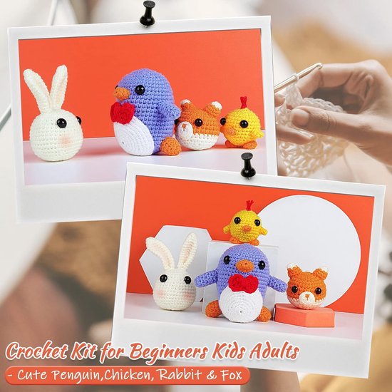 4-in-1 Haakset voor Beginners - Complete Amigurumi Set met 4 Dieren en ...