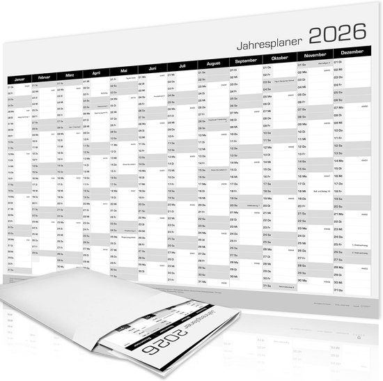 Wandkalender 2026 | Jaarplanner A1 | 84 x 59 cm | Wandplanner met Grote ...