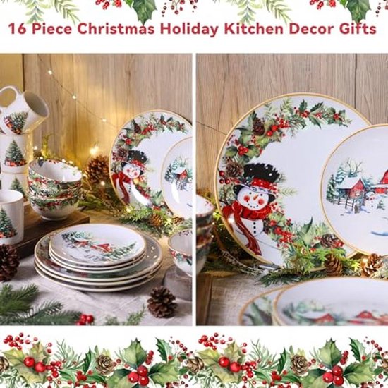 Service de table de Noël pour 4 convives - 16 pièces assiettes et ...