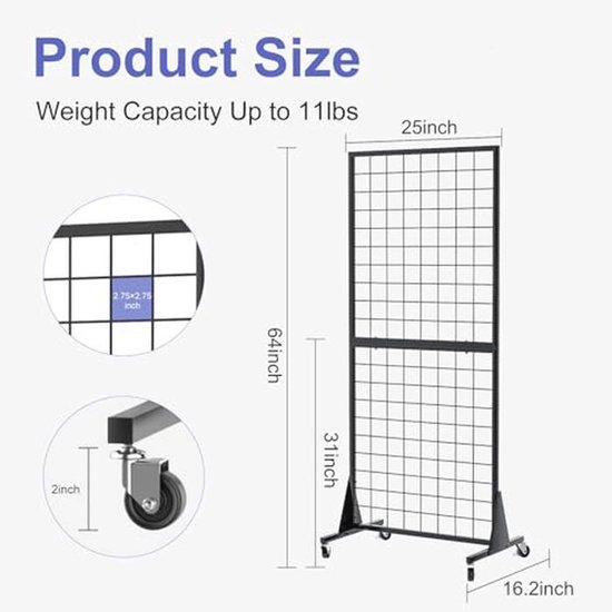 3-Pack Gridwall Panel Display Stands 2'x5.5' Ft - Stevige Vloerstaande ...
