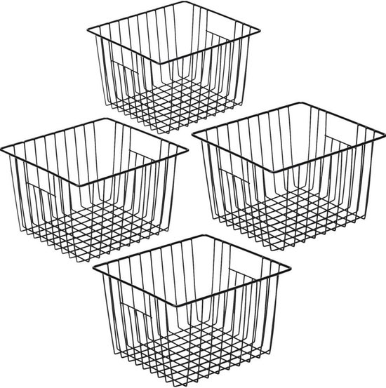 Opbergmand Organizers voor Koelkast en Vriezer - Set van 4 Zwarte Diepe ...